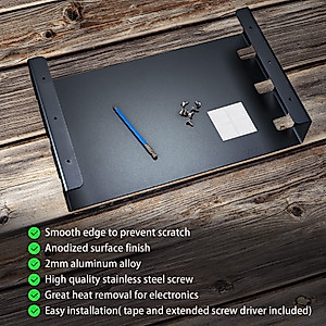 Under Table Shelf - Grey Under Desk Shelf for Laptop, PC,Mac Mini, Computer, and Gadget. Under Table Mount Shelf, Storage, Desk Hanging Organizer, Desk Laptop Holder, PC Desk Mount