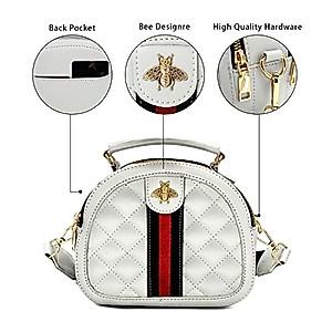 Beatfull Designer Bee Crossbody Bags for Women Stylish Round Quilted Shoulder Purse Small Leather Top Handle Cross Body Handbag