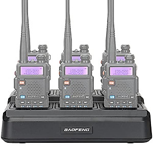 Baofeng UV-5R Six Way Charger Two Way Radio Multi Unit Charger Station for UV-5R UV-5R+ UV-5RE UV-5RTP UV-5X3 BF-F8HP RT-5R RT-5RV MK4 Radio and Battery