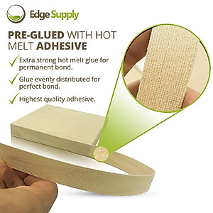 Birch 3" X 250' Roll Preglued, Wood Veneer Edgebanding, Iron on with Hot Melt Adhesive, Sanded to Perfection. Easy Application, Made in USA.