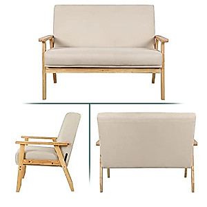 Homajor Small loveseat,loveseat Sofa,Small couches for Small Spaces,Sofa Couch,Fabric Loveseat Sofa Couch for Living Room Bedroom,Beige, (OWS2NAT)