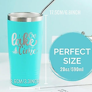 Onebttl Lake House Gifts, Lake Life Gifts for Women/Men, 20oz Insulated Tumbler, Perfect for Boat Owner/Lake Lovers - Lake Time (Teal)
