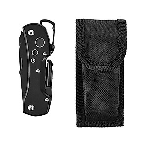 Amazon Basics 15-in-1 Stainless Steel Multitool Pocket Knife with Sheath, Black