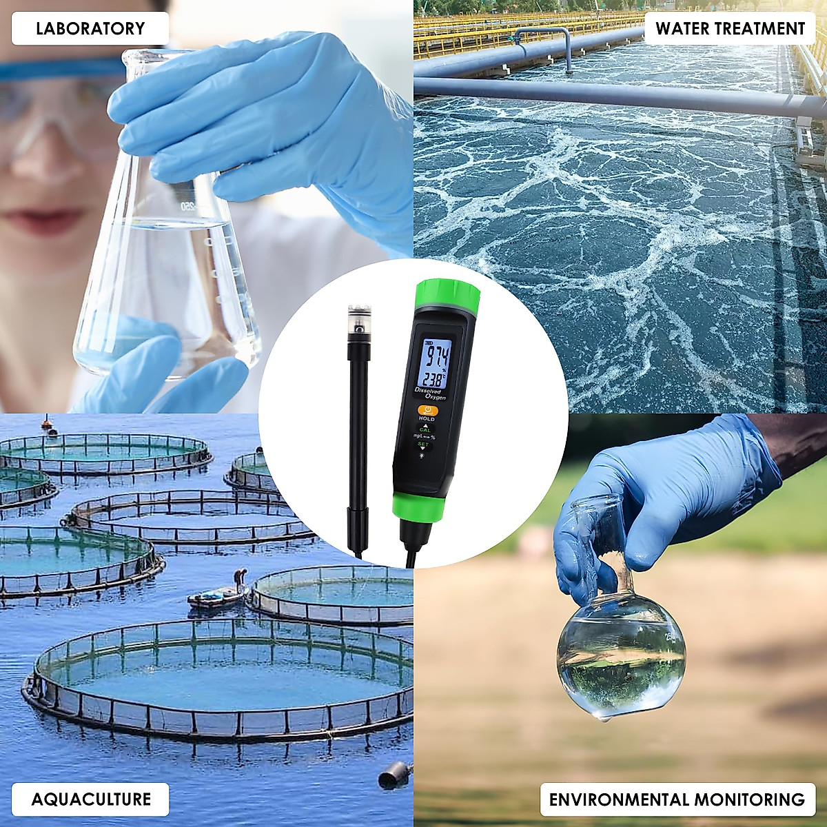 Dissolved Oxygen Meter with DO Probe, Pen Type Digital DO Meter with Self-Floating Probe Electrode Water Quality Tester with ATC for Fish Tanks, Hydroponic, Freshwater Aquarium Test Kit