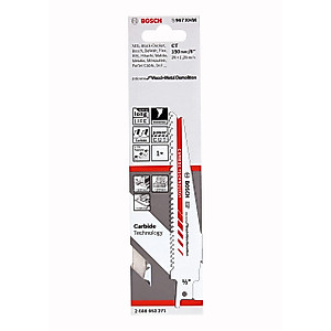 Bosch Professional 2608653271 Reciprocating Saw Blade S 967 XHM Endurance for Wood and Metal Demolition (For Wood and Metal, 150 x 25 x 1.25 mm, Accessories Reciprocating Saw