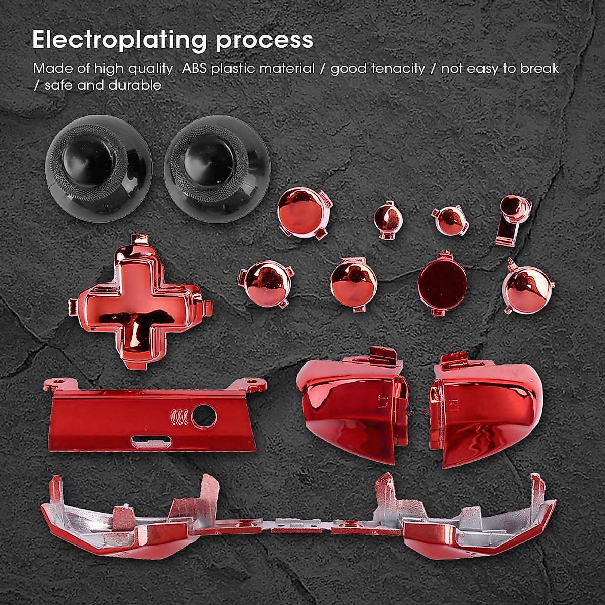 Full Set for Xbox One Slim, Thumbsticks Buttons Mod Replace Part Accessory for Microsoft Xbox One Controller 3.5mm Jack (Red)