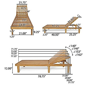 Christopher Knight Home Addisyn Outdoor Wooden Chaise Lounge, Teak Finish