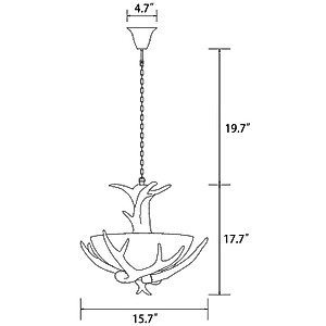 Antler Chandelier Rustic Retro Chandelier Faux Resin Antler Ceiling Light Fixture Frosted Glass Light Kitchen Farmhouse Restaurant Island Bedroom Loft Aisle 3 Light, Easy to Install
