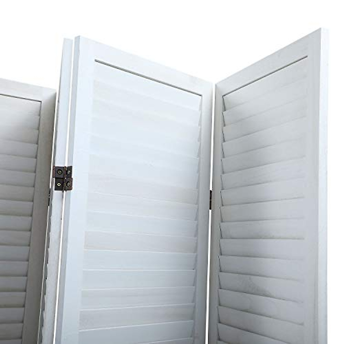 JAXPETY 8 Panel Wood Louvered Room Divider, 5.6 Ft Tall Oriental Folding Freestanding Privacy Screen Room Dividers for Home, Office, Bedroom (White)