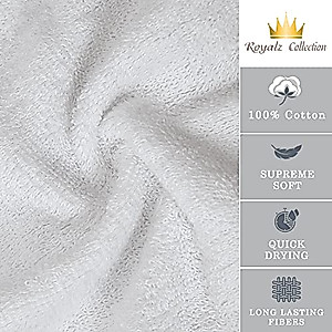 Royalz Collection Luxurious White Washcloths 12 Pack 550 GSM 100% Ring Spun Cotton - 13 x 13 Wash Cloths for Your Face and Body - Highly Absorbent Face Towel for Drying Face