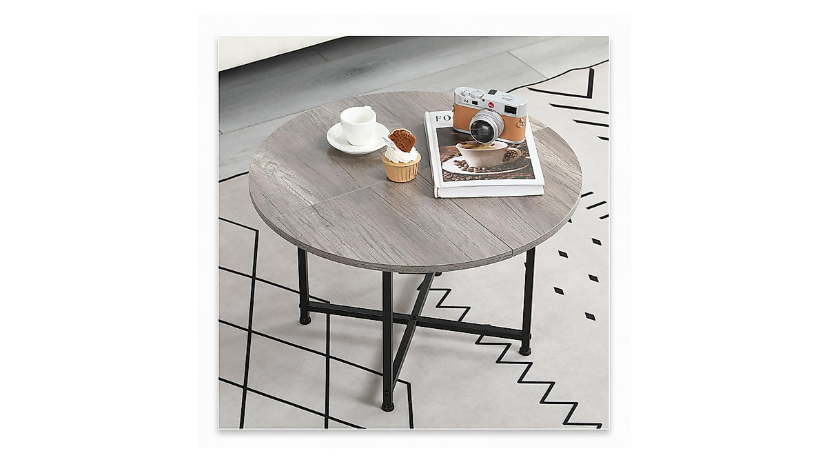 SENIG White Oak Round Coffee Table | 2-Tier Storage & Style