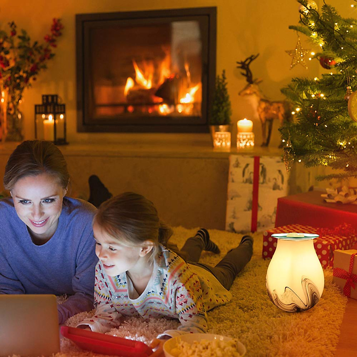 Glass Wax melt Warmer, Electric Wax Burner, Melted Perfume Heater, Home Office Bedroom, Living Room, Gifts and Decoration Hand Drawn (Ink drawing)