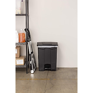 Safco Step-On Indoor Plastic Trash Can for Home & Commercial Use, Hands-Free Disposal, 23 Gallon, Black
