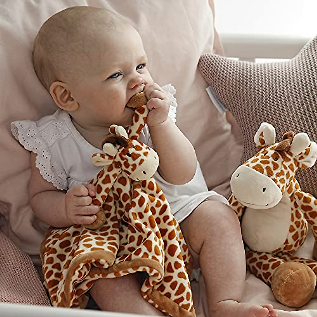 Teddykompaniet Diinglisar Lovely Giraffe Unisex Plush Fleece Baby Blanket with Giraffe Comforter Soft Cuddle Plush Sleep Toys | Birthday Gift for Baby Child Toddler |Ages 0+