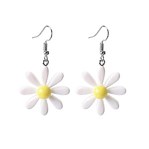 Daisy Earrings,Daisy Flower Earrings for Women,Acrylic Yellow Flower Daisy Dangle Earring Wild Lily Petals Hawaii Plant Earrings