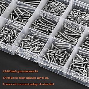 HELIFOUNER 565 Pieces M3 x 4mm /6mm /8mm /10mm /12mm /14mm /16mm /18mm /20mm /25mm / 30mm, Button Head Socket Cap Metric Screws Bolts Washers Nuts Kit, 304 Stainless Steel