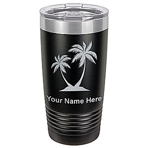 LaserGram 20oz Vacuum Insulated Tumbler Mug, Palm Trees, Personalized Engraving Included (Black)