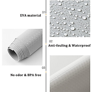 Waterproof Shelf Liner No Slip Drawer Liner for Bathroom, Non Adhesive Kitchen Cabinet Mats EVA Plastic Drawer Mats Roll for Closet, Shelves, Cupboard, Countertop, Fridge Liner - Gray 17.7"×78.7"