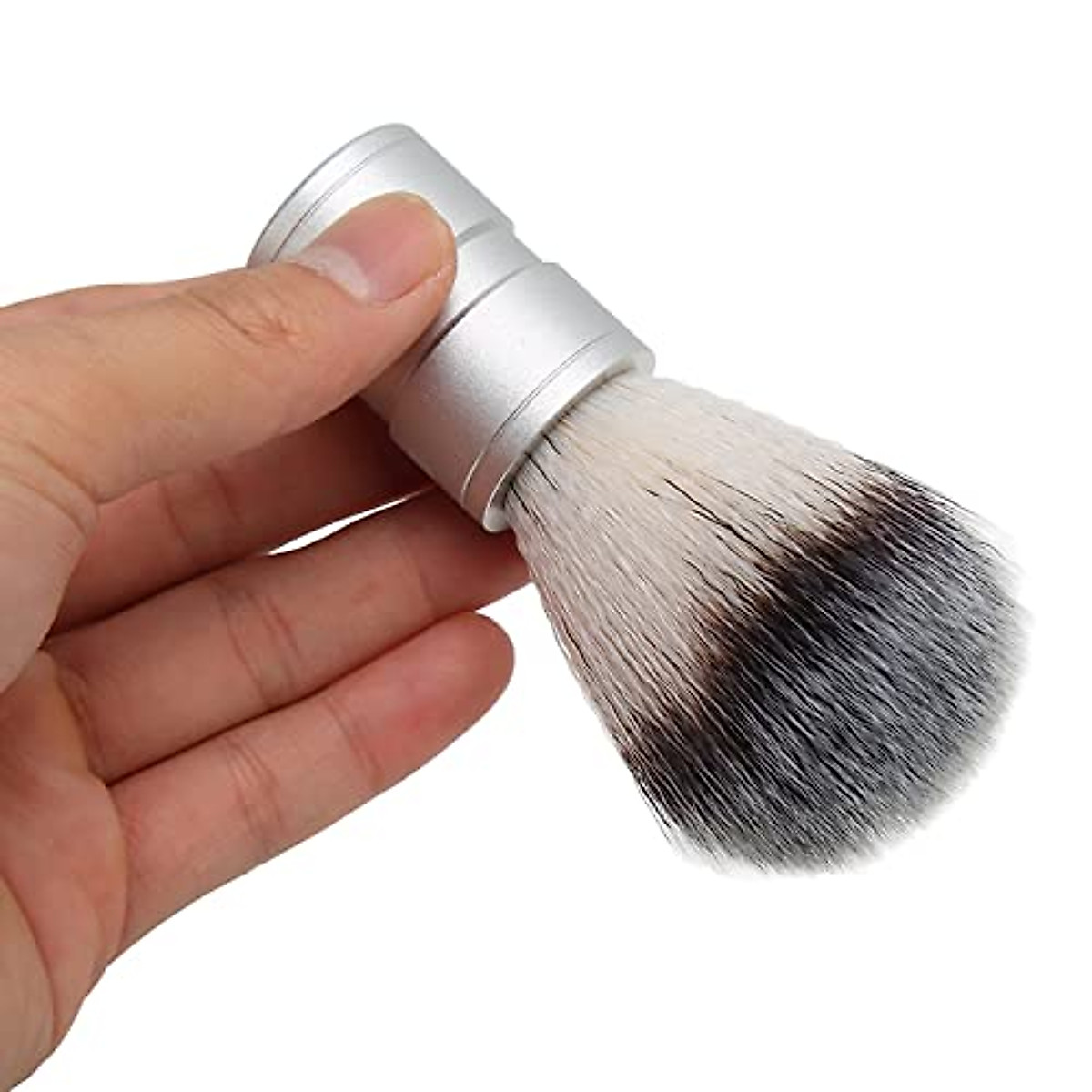Beard Brush for Men, Stainless Steel Handle Nylon Shaving Brush, Men Shaving Brush for Home and Salon