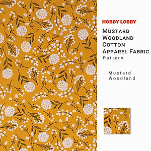 Mustard Woodland Cotton Apparel Fabric (1 Yard) – Printed Sewing Fabric by The Yard – Lightweight Precut Fabric for Sewing Clothes, Homeware, & Other Accessories – DIY Craft Fabric
