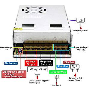 DC 12V 30A Power Supply 360W Universal Regulated Switching AC to DC Converter AC 110V/220V (SMPS) Transformer Driver Adapter for LED Strip Light, CCTV Camera Security System, Radio, Computer Project