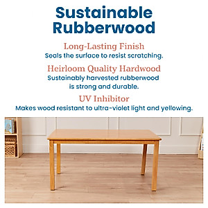 ECR4Kids 30in x 48in Rectangular Hardwood Table with 22in Legs, Kids Furniture, Honey