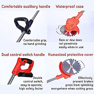 Guoguoba Strimmers Electric Cordless Battery Powered Best 36V Grass Trimmers Heavy Duty Metal Blade Lawn Edging Tools Brush Cutter Retractable Handle and Rotating Head Mower