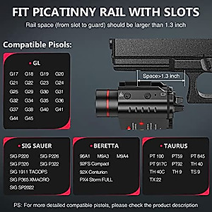 EZshoot Laser Light Combo with Red Beam, Strobe Tactical Flashlight 200 Lumens for Pistol, Picatinny Rail Mount Flashlight for Shotgun w/ 2X CR123A Batteries