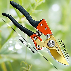 Garden Shears, Pruning Shears for Gardening Heavy Duty with Rust Proof Stainless Steel Blades, Garden Clippers Best Hand Pruners Ergonomic Gardening Tools