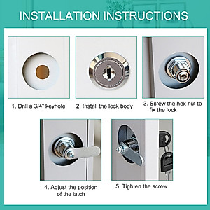 LAIWOO Cabinet Locks with Keys, 2 Pack 1-1/8 Inch Cylinder Lock Cabinet Cam Lock Set for Secure File Drawer Mailbox RV Camper Door Tool Box, Zinc Alloy