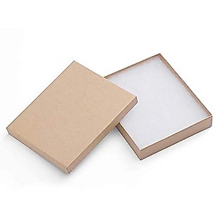 MESHA Kraft Jewelry Gift Boxes with Lids, 6x5x1 Cotton Filled Jewelry Boxes, Necklace Gift Box, Bracelet Gift Box, Earring Box, Bulk Jewelry Boxes for Shipping, Small Business, Accessories, Brown 42 Pcs