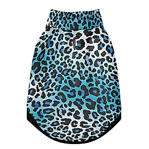 Kigai Blue Leopard Dog Coat Fleece Warm Windproof Pet Clothes for Snow Cold Weather, Soft Cozy Breathable Dog Winter Jacket for Small Medium Large Dogs with Leash Hole Pet Coat(XXS - XL)