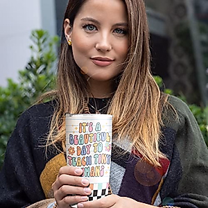 HOMISBES Teacher Appreciation Gifts - Best Teacher Gifts for Women - Thank You Gifts Back to School - Christmas Gifts for Teacher - Teacher Coffee Mug Stainless Steel Tumbler with Lid And Straws 20oz