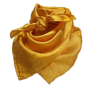 Wyoming Traders Wild Rag Yellow Silk Jacquard - Sillk Scarf, 35 inch