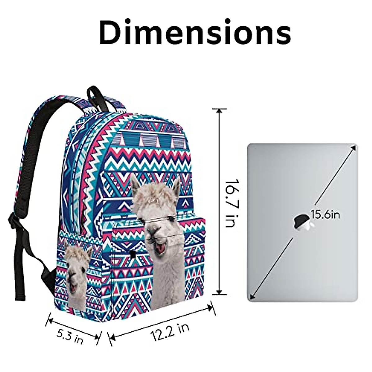 Psxnvid Alpaca Llama Backpack Cartoon Cute Alpaca Bohe Backpacks Travel Hiking Laptop Backpack for Women Men Girls Boys