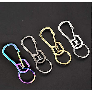 2 Pack Carabiner Clip Retractable Ring Set Titanium KeyChain Quick Release Hooks for Men Women