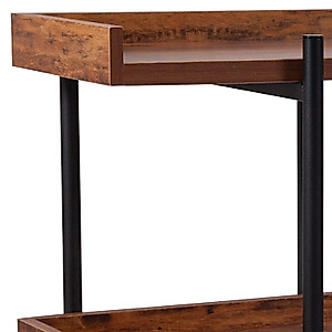 Flash Furniture Mayfair 3 Shelf 35"H Storage Display Unit Bookcase with Black Metal Frame in Rustic Wood Grain Finish