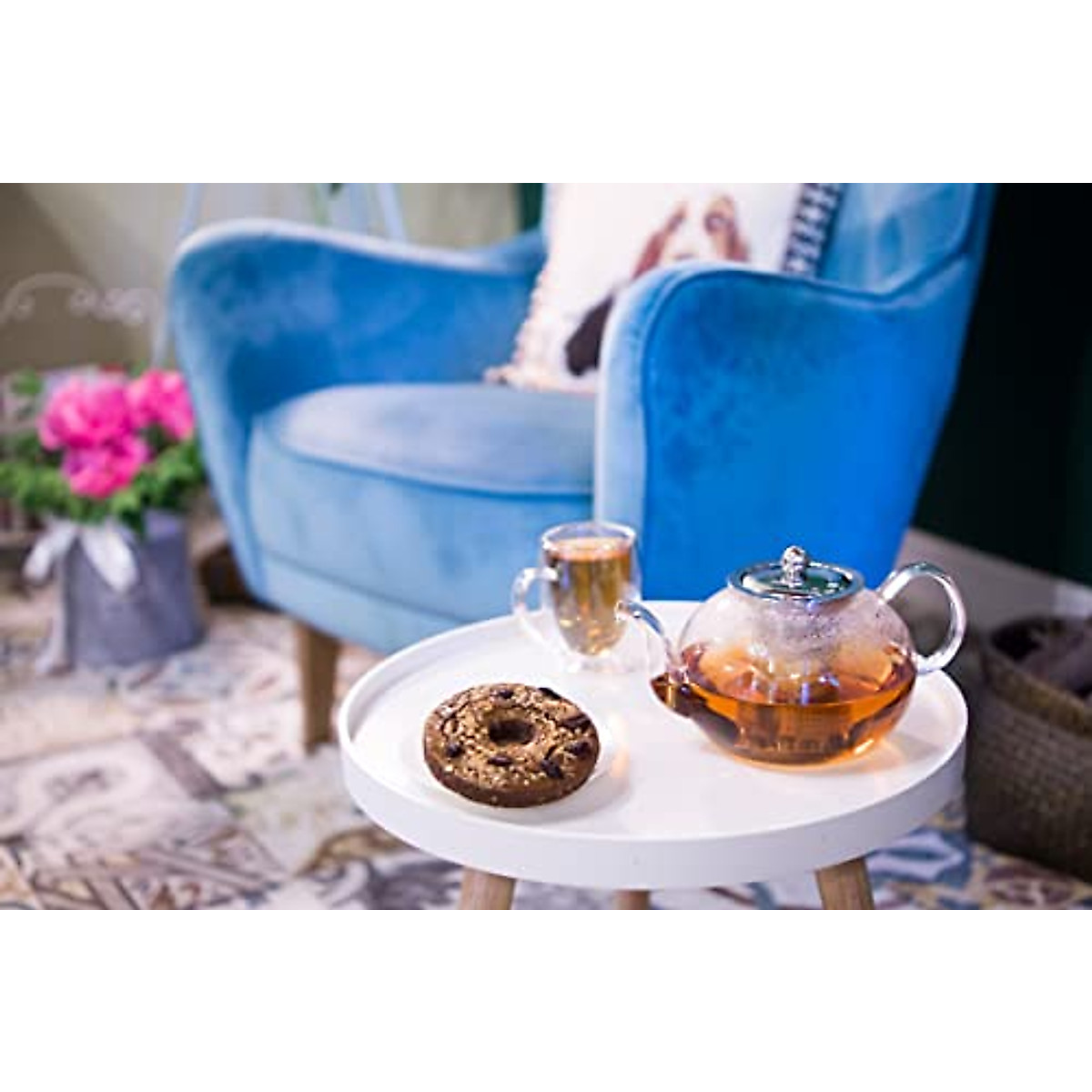 Aserson 1200 ml/40 oz Glass Teapot, Heat Resistant, Stainless Steel Infuser, Handmade, Leaf Tea Brewer, Borosilicate Glass, Stovetop Teapot and Microwave Safe