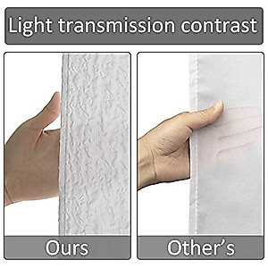 SUMGAR White Shower Curtain Farmhouse Modern Fabric Cloth Bathroom Curtains Set with Hooks 3D Embossed Textured Polyester Ruffle Like Decorative Washable Waterproof Summer Luxury Bath Curtain 72"x72"