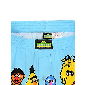 Sesame Street Elmo Cookie Monster Men's Button Fly Boxer Lounge Shorts (Medium, Multicolor)