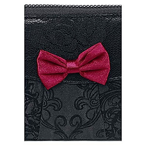 Lost Queen Victorian Gothic Princess Velvet Skull Flocked with Bows Zip Around Wallet