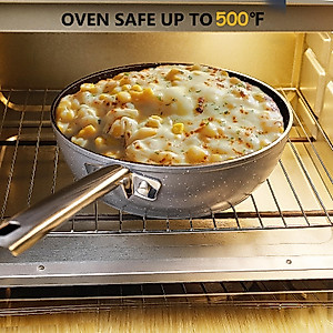 TIAJO 3-Piece Non-Stick Deep Frying Pan, Saute Pan Set - 8 Inch/1.8 Qt, 9.5 Inch/2.9 Qt and 11 Inch/4.5 Qt Skillet, Induction Compatible Cookware, Stainless Steel Handle, Oven Safe (Gray)