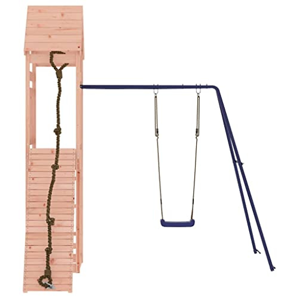 GOLINPEILO Outdoor Playset Solid Wood Douglas, Garden Play Set 1 Play Tower,1 Climbing Wall,1 Single Swing Set, Modern Outdoor Backyard Children's Climbing Wood Playground Playset,-4565
