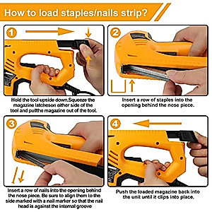 Hoteche Electric Brad Nailer/Stapler - 2-in-1 Power Staple Gun & Nail Gun for Woodworking & Upholstery - Includes 100Pcs 19/32-Inch Brad Nails & 400Pcs 3/8-Inch Staples