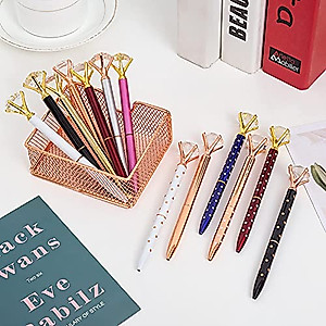 MSTOKIN Bling Crystal Diamond Pen metal ballpoint pens for Office School with Reffills students gift, pack of 3 4 5 8 12 (3 rose gold)