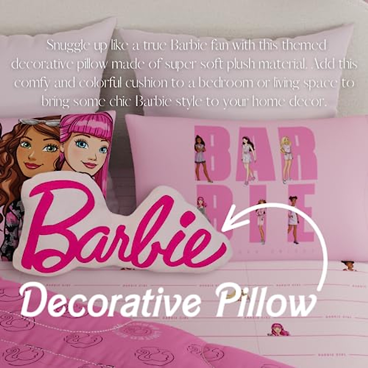 Franco Barbie Movie Luxe Super Soft Plush Squishy 17" Inch Logo Decorative Pillow