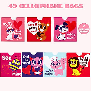 JOYIN 70 Pcs Valentine Gift Bags Drawstring Candy Bags Valentine Mini Plastic Goodie Bags for Kids Valentines Day Party Favor Supply