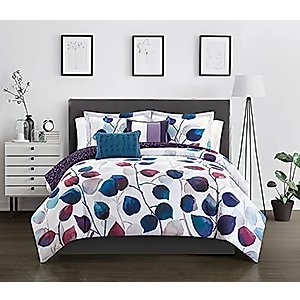 Chic Home Anais 5 Piece Reversible Comforter Set Contemporary Watercolor Floral Theme Design Bedding-Decorative Pillows Shams Included, King, Multi Color