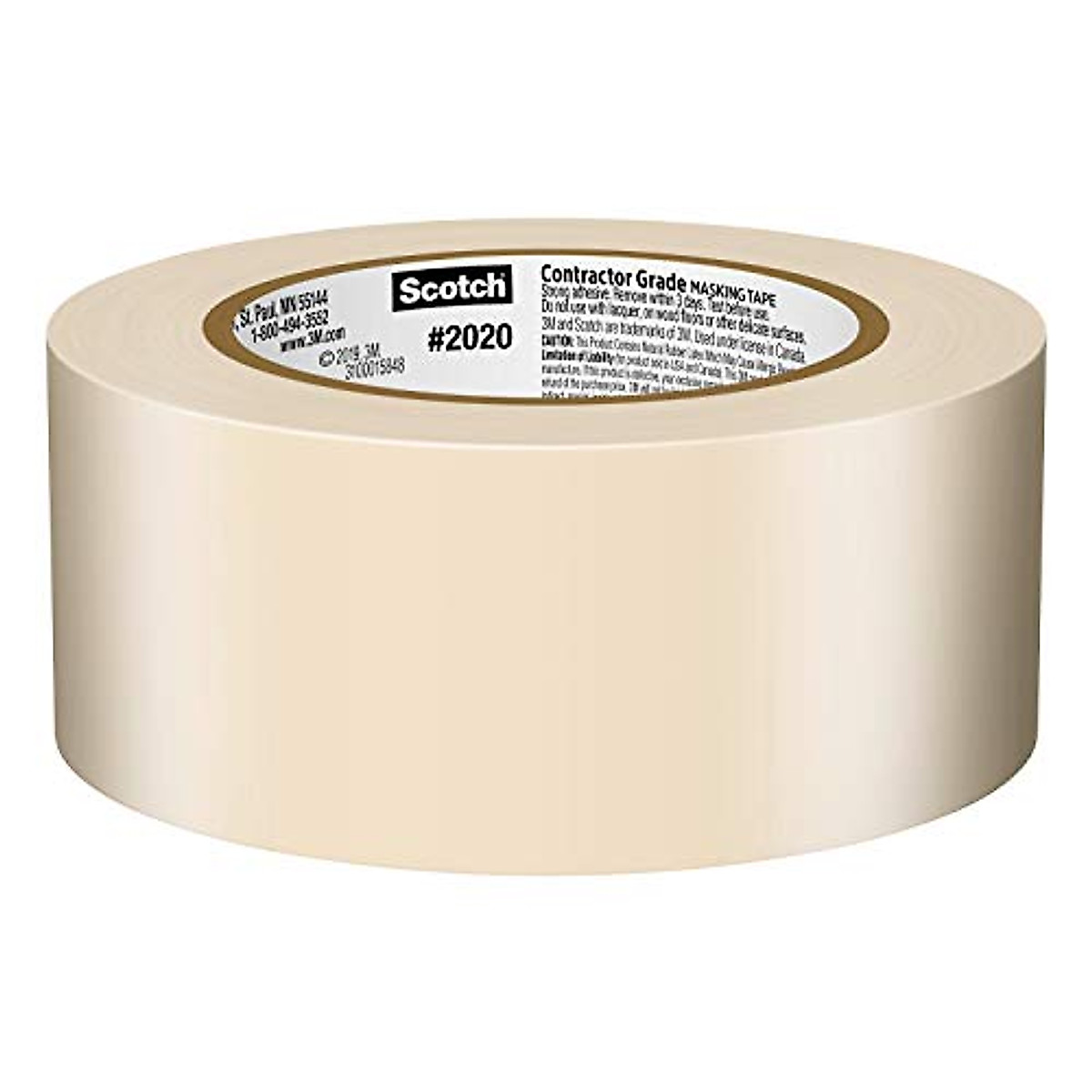 Scotch Contractor Grade Masking Tape, Tan, Tape for General Use, Multi-Surface Adhesive Tape, 1.88 Inches x 60.1 Yards, 3 Rolls