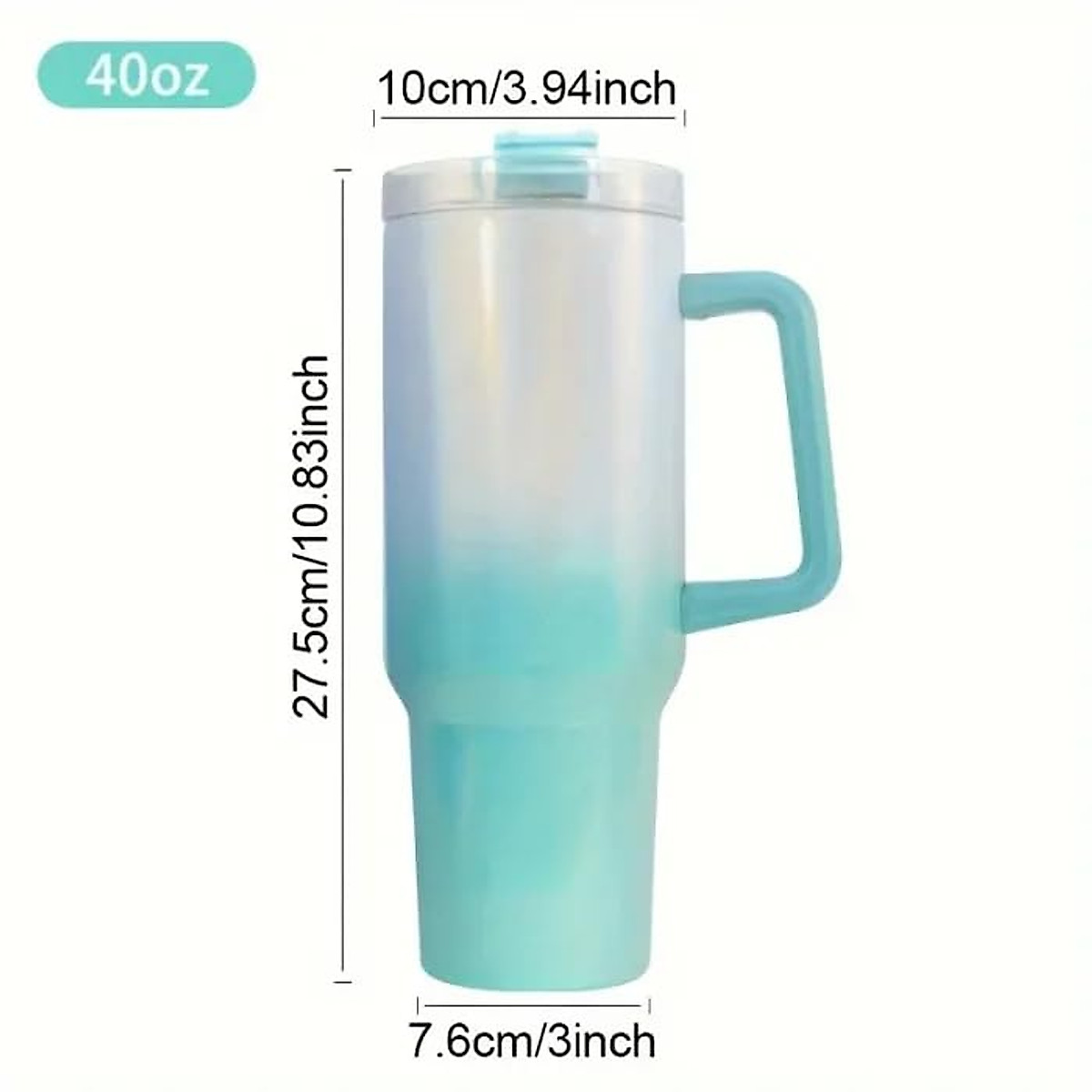 Icesip 40oz Sublimation Tumbler Blank, 20 Pack Sublimation Tumbler with Handle and Straw, Double Wall Vacuum Gradient Tumbler with Handle Blanks Stainless Steel for Heat Transfer Machine Printing